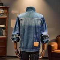 China Urban Fashion Blue Daily Washed mens denim jacket wholesale Long Sleeve Lapel Collar Custom (JK530) for sale