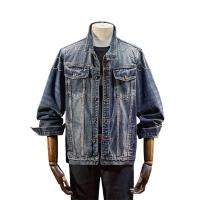 China Blue Washed Outdoor french workwear jacket wholesale Long Sleeve Stand Collar Custom (JK528) for sale