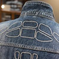 China Blue Washed Outdoor french workwear jacket wholesale Long Sleeve Stand Collar Custom (JK528) for sale