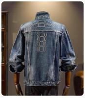 China Blue Washed Outdoor french workwear jacket wholesale Long Sleeve Stand Collar Custom (JK528) for sale