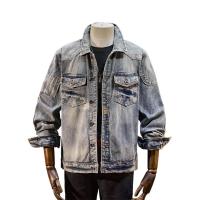 China Washed Long Sleeve Lapel Collar french workwear jacket wholesale Vintage Color Polyester 19% Custom (JK527) for sale