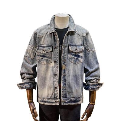 China Washed Long Sleeve Lapel Collar french workwear jacket wholesale Vintage Color Polyester 19% Custom (JK527) for sale