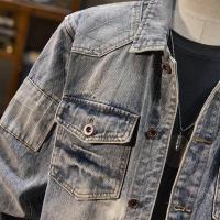 China Washed Long Sleeve Lapel Collar french workwear jacket wholesale Vintage Color Polyester 19% Custom (JK527) for sale