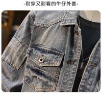 China Washed Long Sleeve Lapel Collar french workwear jacket wholesale Vintage Color Polyester 19% Custom (JK527) for sale