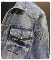 China Washed Long Sleeve Lapel Collar french workwear jacket wholesale Vintage Color Polyester 19% Custom (JK527) for sale