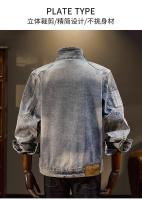 China Washed Long Sleeve Lapel Collar french workwear jacket wholesale Vintage Color Polyester 19% Custom (JK527) for sale