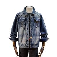 China Blue Washed Fabric Hem biker jacket wholesale Long Sleeve Lapel Collar Custom (JK525) for sale
