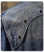 China Blue Washed Fabric Hem biker jacket wholesale Long Sleeve Lapel Collar Custom (JK525) for sale