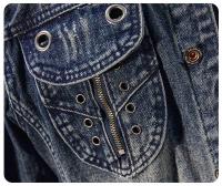 China Blue Washed Fabric Hem biker jacket wholesale Long Sleeve Lapel Collar Custom (JK525) for sale