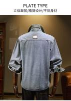 China Blue Solid Color Youth Trend mens casual leather jackets Long Sleeve Lapel Collar Custom (CS006) for sale