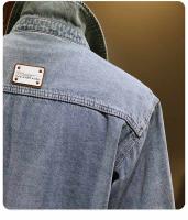 China Blue Solid Color Youth Trend mens casual leather jackets Long Sleeve Lapel Collar Custom (CS006) for sale