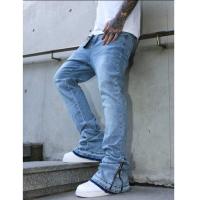 China Vintage Mid Waist Blue Black wide leg track pants Stone Wash Regular Fit Custom (TS2610) for sale