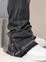 China Vintage Mid Waist Blue Black wide leg track pants Stone Wash Regular Fit Custom (TS2610) for sale