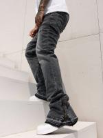 China Vintage Mid Waist Blue Black wide leg track pants Stone Wash Regular Fit Custom (TS2610) for sale