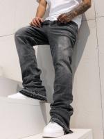 China Vintage Mid Waist Blue Black wide leg track pants Stone Wash Regular Fit Custom (TS2610) for sale