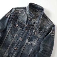 China Blue Washed Embroidered mens denim jacket wholesale Long Sleeve Autumn 2025 Custom (JK528) for sale