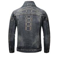 China Blue Washed Embroidered mens denim jacket wholesale Long Sleeve Autumn 2025 Custom (JK528) for sale