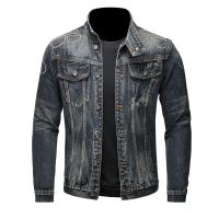 China Blue Washed Embroidered mens denim jacket wholesale Long Sleeve Autumn 2025 Custom (JK528) for sale