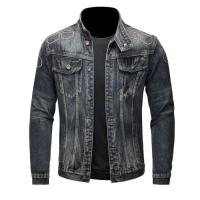 China Blue Washed Embroidered mens denim jacket wholesale Long Sleeve Autumn 2025 Custom (JK528) for sale