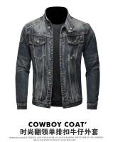 China Blue Washed Embroidered mens denim jacket wholesale Long Sleeve Autumn 2025 Custom (JK528) for sale
