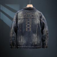 China Blue Washed Solid Color mens denim jacket wholesale Long Sleeve Lapel Collar Custom (JK528) for sale