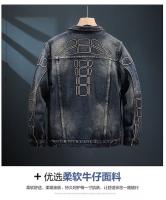 China Blue Washed Solid Color mens denim jacket wholesale Long Sleeve Lapel Collar Custom (JK528) for sale
