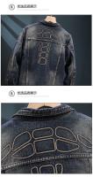 China Blue Washed Solid Color mens denim jacket wholesale Long Sleeve Lapel Collar Custom (JK528) for sale