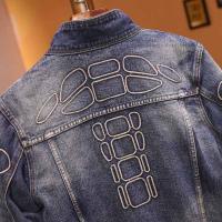 China Blue Washed Windproof mens denim jacket wholesale Embroidered Youth Trend Custom (JK528) for sale