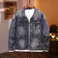 China Blue Washed Windproof mens denim jacket wholesale Embroidered Youth Trend Custom (JK528) for sale