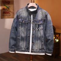 China Blue Washed Windproof mens denim jacket wholesale Embroidered Youth Trend Custom (JK528) for sale