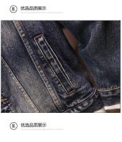 China Blue Washed Windproof mens denim jacket wholesale Embroidered Youth Trend Custom (JK528) for sale