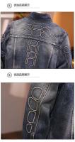 China Blue Washed Windproof mens denim jacket wholesale Embroidered Youth Trend Custom (JK528) for sale