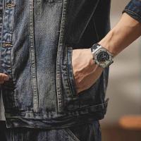 China Blue Washed Outdoor mens denim jacket wholesale Long Sleeve Stand Collar Custom (JK528) for sale