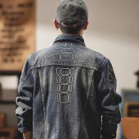 China Blue Washed Outdoor mens denim jacket wholesale Long Sleeve Stand Collar Custom (JK528) for sale