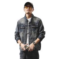 China Blue Washed Outdoor mens denim jacket wholesale Long Sleeve Stand Collar Custom (JK528) for sale