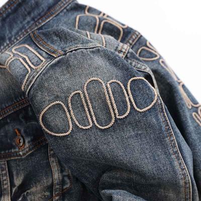 China Stand Collar Blue Washed Outdoor mens denim jacket wholesale Youth Trend Long Sleeve Custom (JK528) for sale