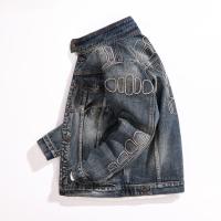 China Stand Collar Blue Washed Outdoor mens denim jacket wholesale Youth Trend Long Sleeve Custom (JK528) for sale