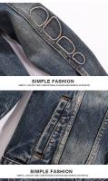 China Stand Collar Blue Washed Outdoor mens denim jacket wholesale Youth Trend Long Sleeve Custom (JK528) for sale