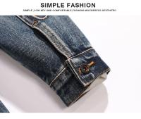 China Stand Collar Blue Washed Outdoor mens denim jacket wholesale Youth Trend Long Sleeve Custom (JK528) for sale