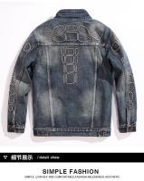 China Stand Collar Blue Washed Outdoor mens denim jacket wholesale Youth Trend Long Sleeve Custom (JK528) for sale