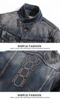 China Stand Collar Blue Washed Outdoor mens denim jacket wholesale Youth Trend Long Sleeve Custom (JK528) for sale