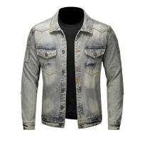 China Single Breasted Washed Long Sleeve Lapel Collar french workwear jacket wholesale Vintage Color Polyester 19% Custom (JK527) for sale