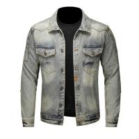 China Single Breasted Washed Long Sleeve Lapel Collar french workwear jacket wholesale Vintage Color Polyester 19% Custom (JK527) for sale