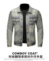 China Single Breasted Washed Long Sleeve Lapel Collar french workwear jacket wholesale Vintage Color Polyester 19% Custom (JK527) for sale