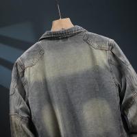 China Washed Solid Color Long Sleeve biker jacket wholesale Lapel Collar Vintage Color Custom (JK527) for sale