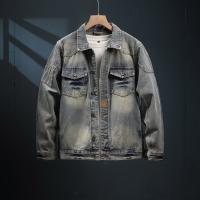 China Washed Solid Color Long Sleeve biker jacket wholesale Lapel Collar Vintage Color Custom (JK527) for sale