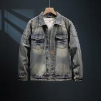 China Washed Solid Color Long Sleeve biker jacket wholesale Lapel Collar Vintage Color Custom (JK527) for sale