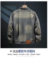 China Washed Solid Color Long Sleeve biker jacket wholesale Lapel Collar Vintage Color Custom (JK527) for sale