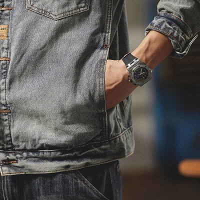 China Washed Long Sleeve Lapel Collar biker jacket wholesale Vintage Color Polyester 19% Custom (JK527) for sale