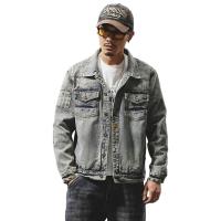 China Washed Long Sleeve Lapel Collar biker jacket wholesale Vintage Color Polyester 19% Custom (JK527) for sale